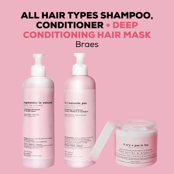Braes All Hair Types Shampoo, Conditioner, Deep Conditioning Hair Mask ...